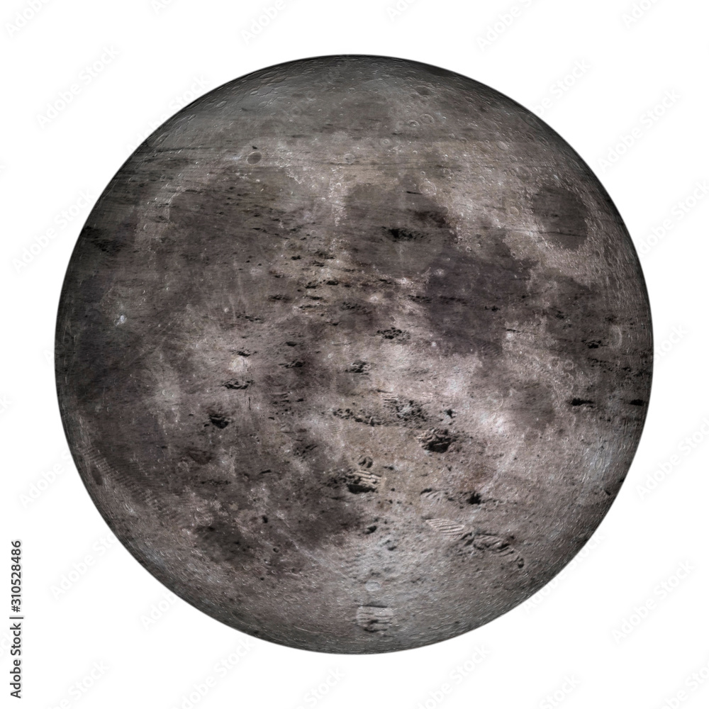 Hypertrophic footprints on the moon isolated on white background ...
