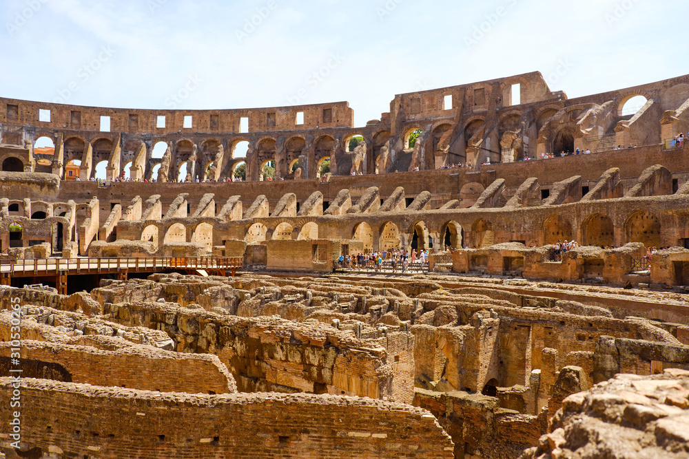 Rome, Italy. Interior of the Coliseum Flavian amphitheater (Anfiteatro ...