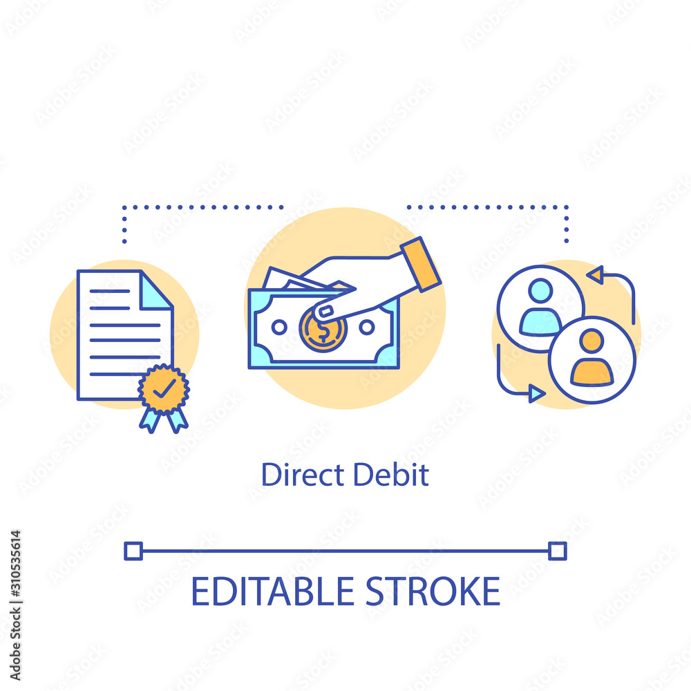 Direct debit concept icon. Money withdrawal idea thin line illustration ...