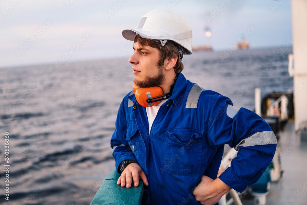 Foto de Marine Deck Officer or Chief mate seaman on deck of offshore ...