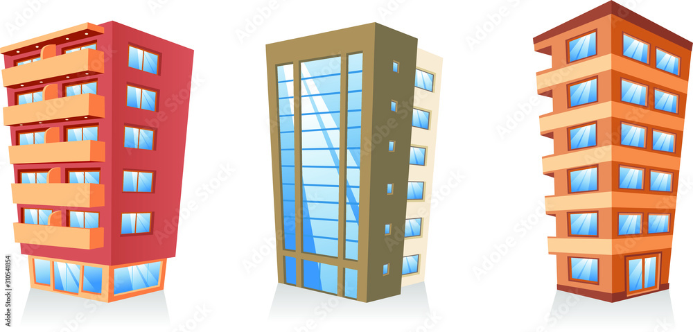 cartoon buildings set Stock Vector | Adobe Stock
