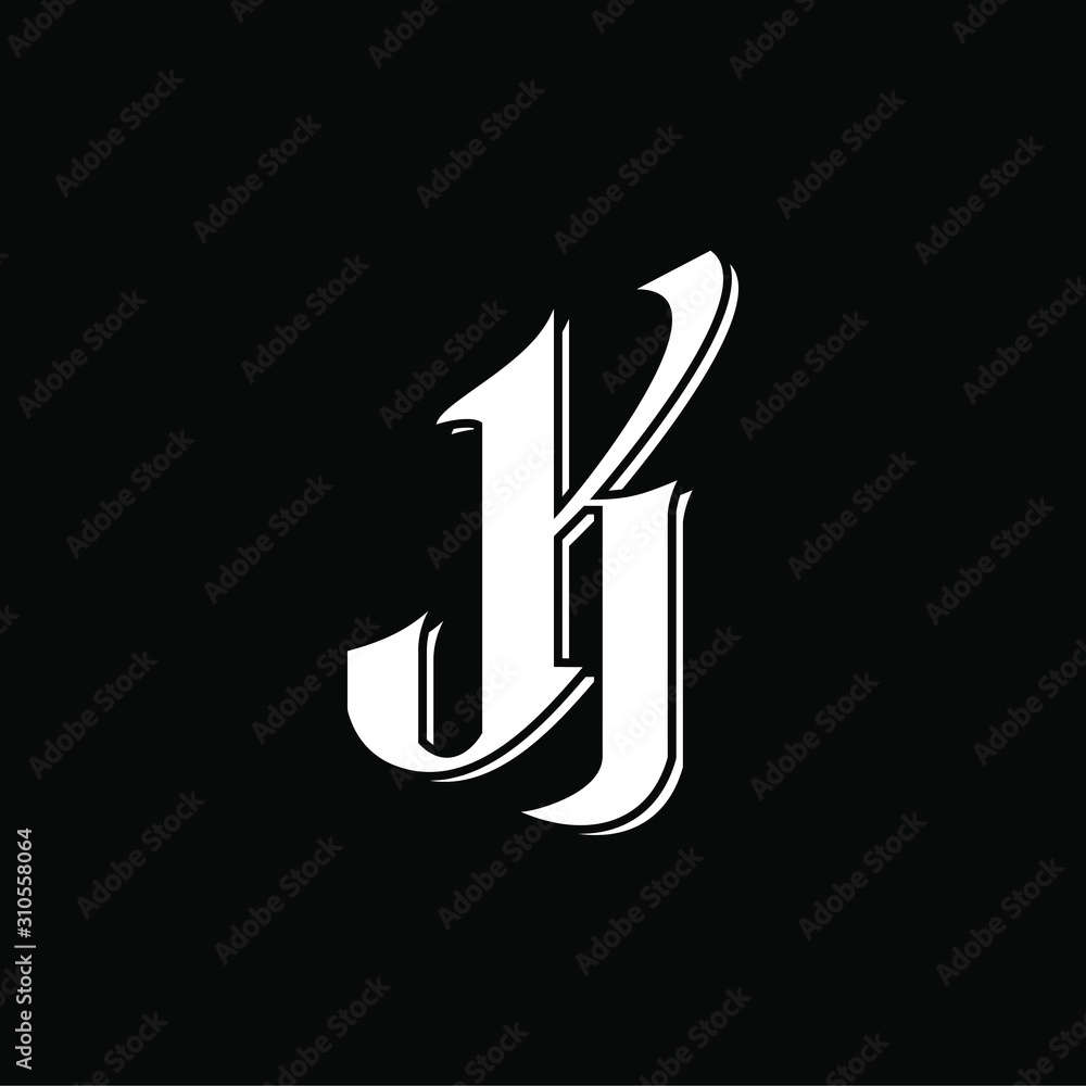 Initial letter J K logo template with vintage gothic font combination ...