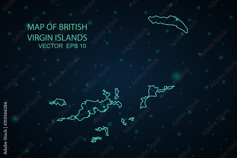 Blue gradient British Virgin Islands map. Detailed, British Virgin ...