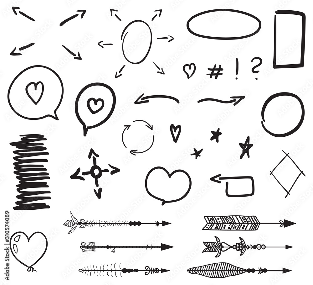 Hand drawn symbols on isolated white background. Abstract signs ...