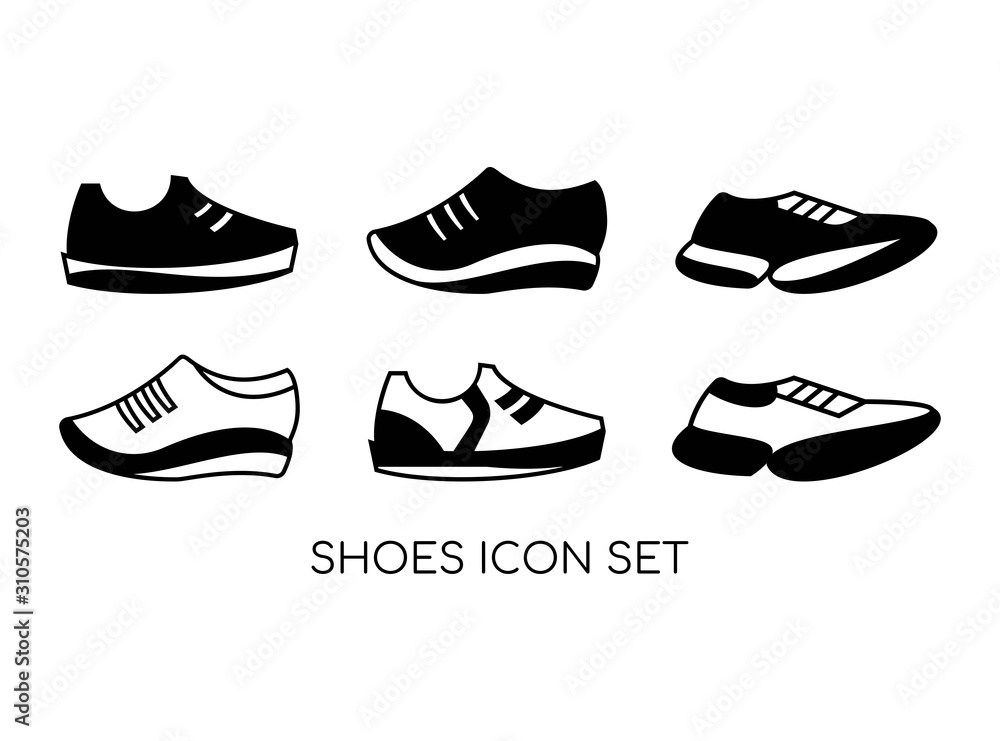 Set of Shoe Icon with Black Modern Concept Isolated on White Background ...