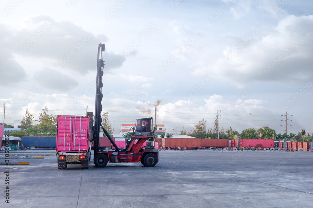 Logistics and transportation of harbor, container truck, container ...