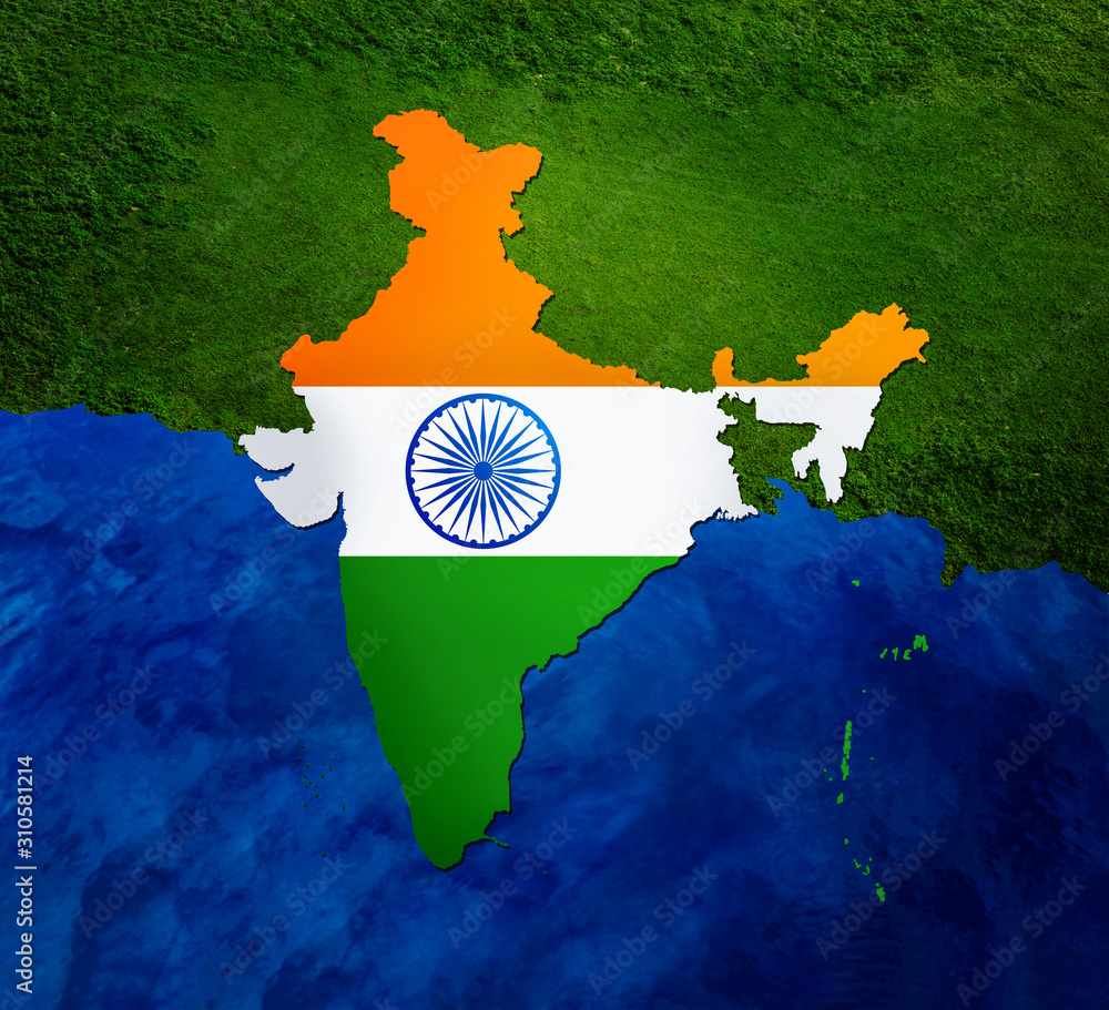 INDIA MAP WITH INDIA FLAG ON BACKGROUND Stock Illustration | Adobe Stock