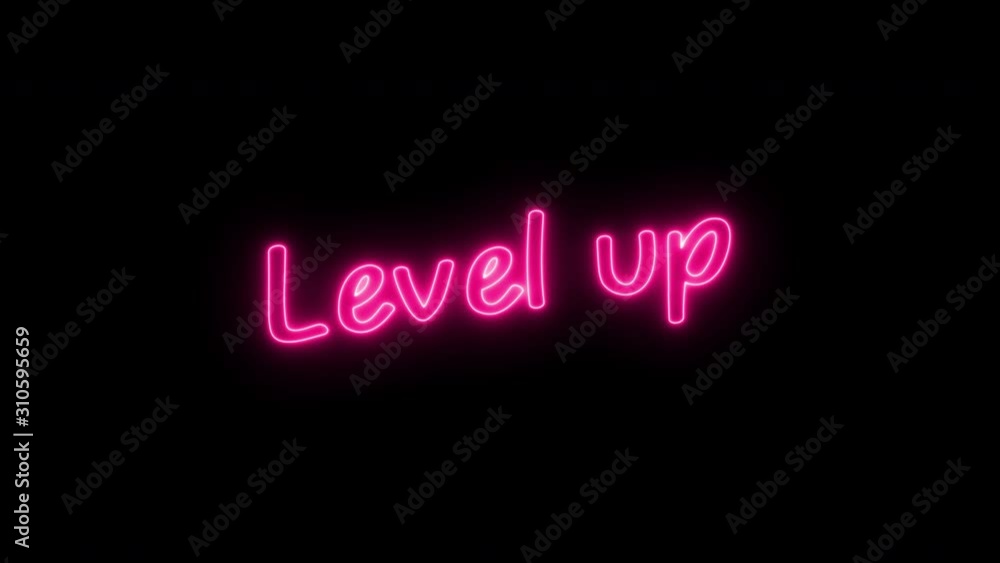 Vidéo Stock Level up neon sign fluorescent light glowing on signboard ...