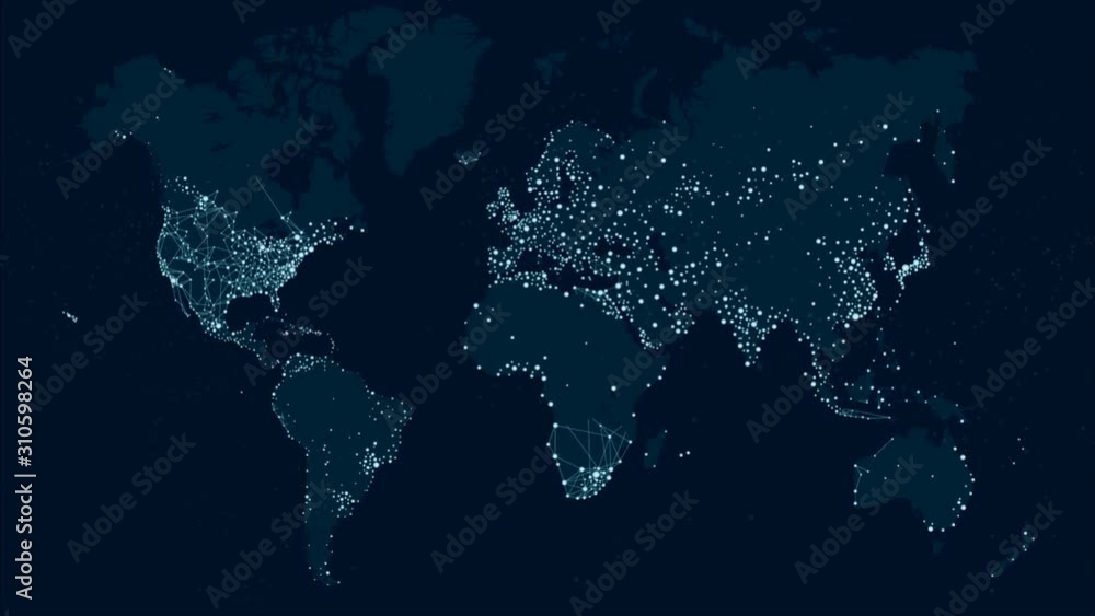 Motion communications network map of the world Stock Video | Adobe Stock