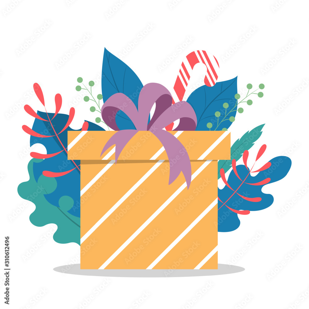 Cute gift box with ribbon and bow Stock Vector | Adobe Stock