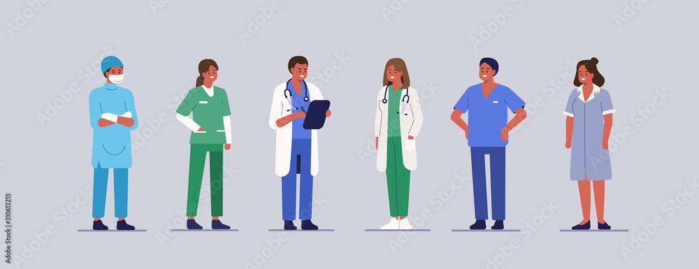 People characters work in Hospital. Nurse, Doctor Therapist, Surgeon ...