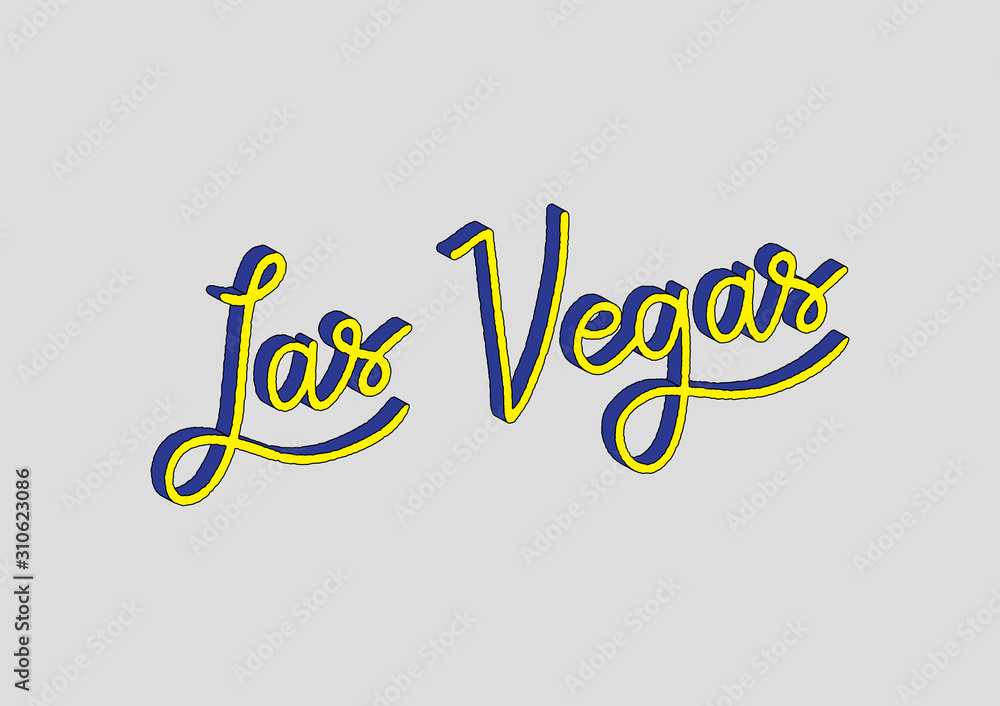 Las Vegas hand lettering with 3d isometric effect Stock Vector | Adobe ...