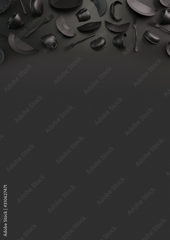 Black food background concept for design menu restaurant or cafe. Copy ...