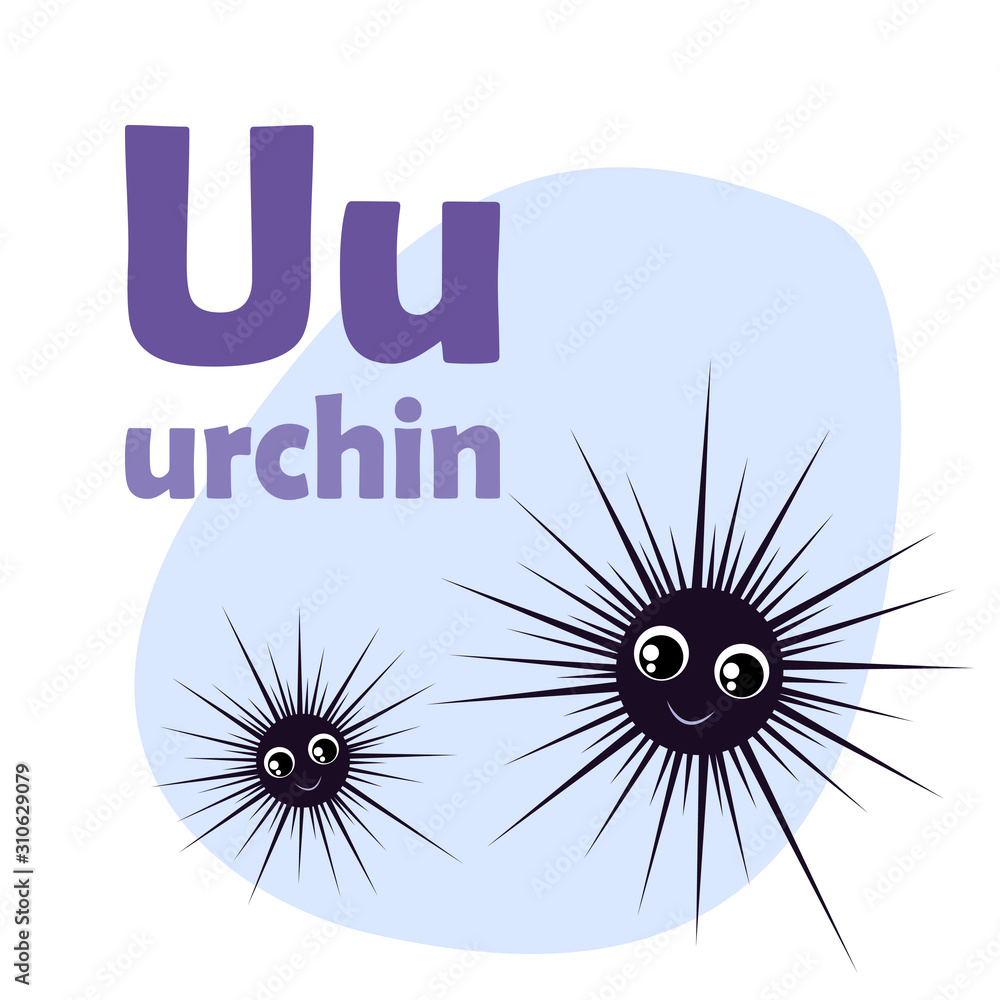 ABC Alphabet illustration. Vector cute kids animal alphabet. Letter U ...