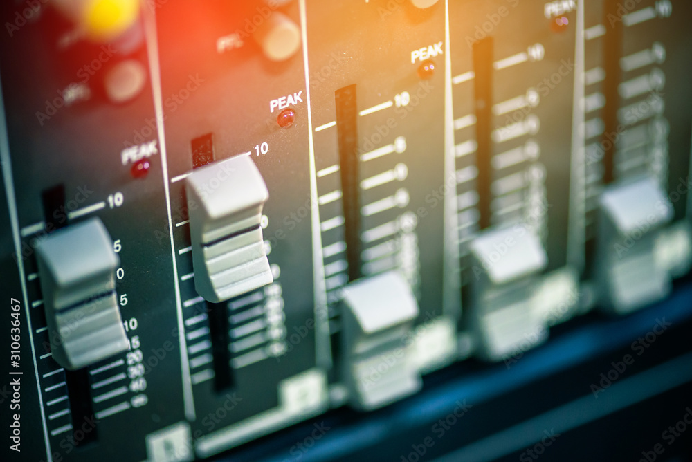 Light and color on the sound system control panel. Stock Photo | Adobe ...