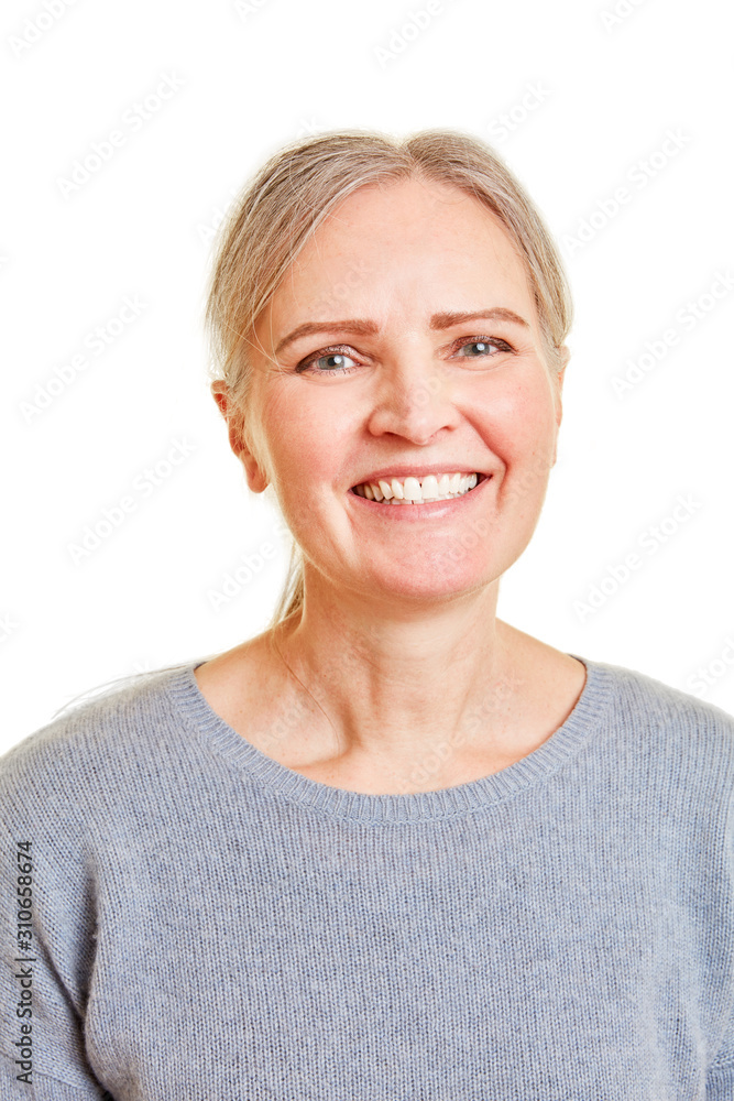 Laughing elderly woman head-on Stock Photo | Adobe Stock