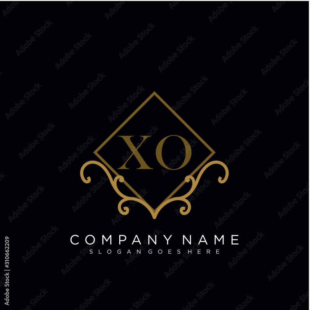 Initial letter XO logo luxury vector mark, gold color elegant classical ...