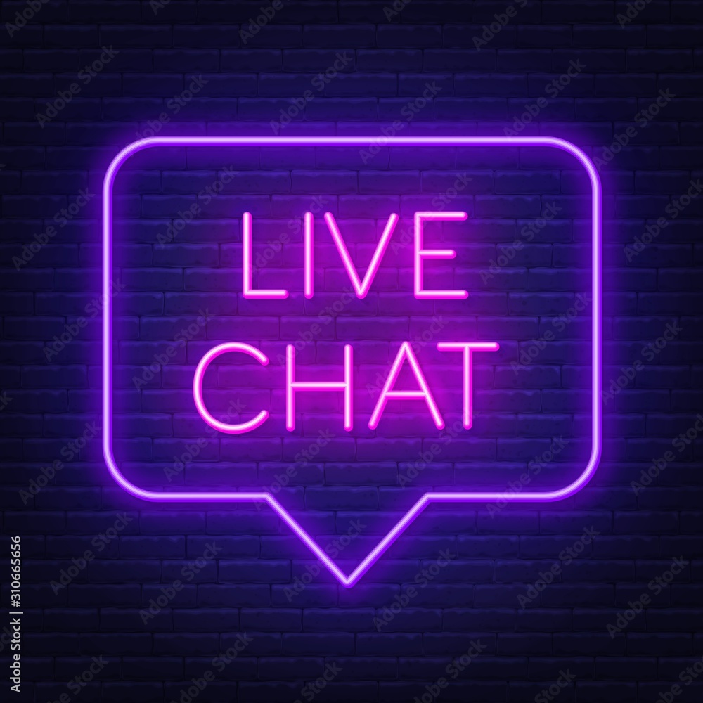 Live chat neon sign on the wall background. Stock Vector | Adobe Stock