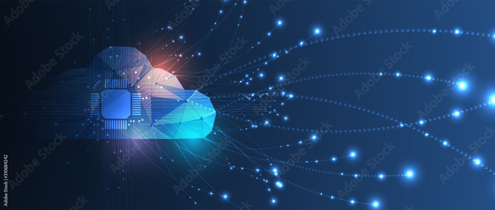 Cloud technology. Integrated digital web concept background Stock ...