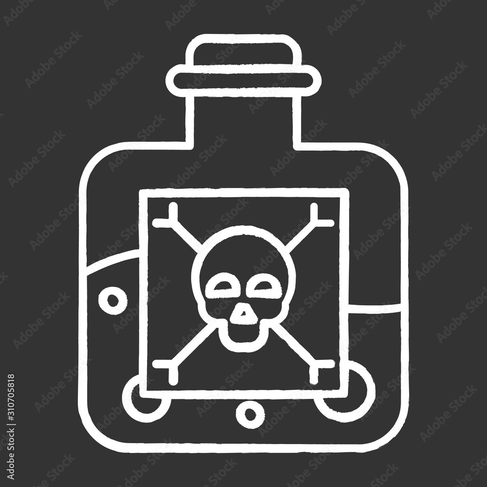 Dangerous liquid chalk icon. Highly hazardous chemicals. Green poison ...