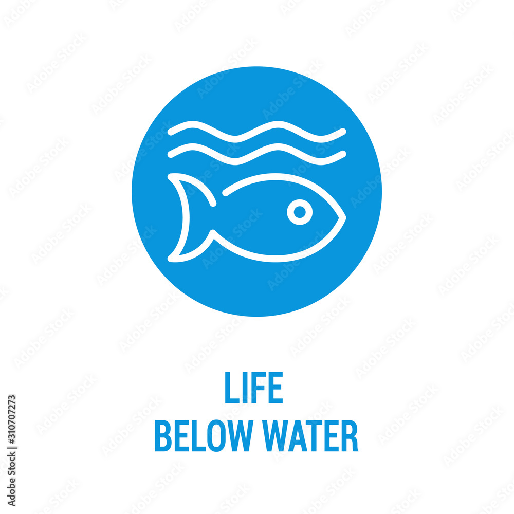 Life below water color icon. Corporate social responsibility ...