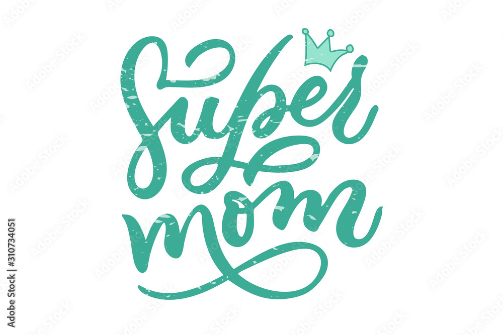 Handwritten Super mom lettering text. Drawn art sign Stock Vector ...
