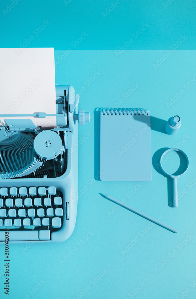 Blue Office Typewriter Stock Photo | Adobe Stock