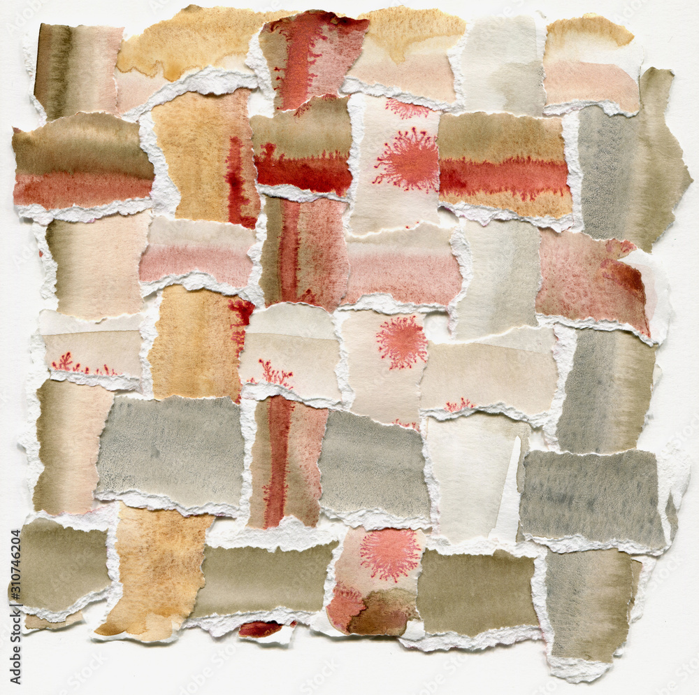 Watercolor woven paper collage in earth colors Stock Photo | Adobe Stock