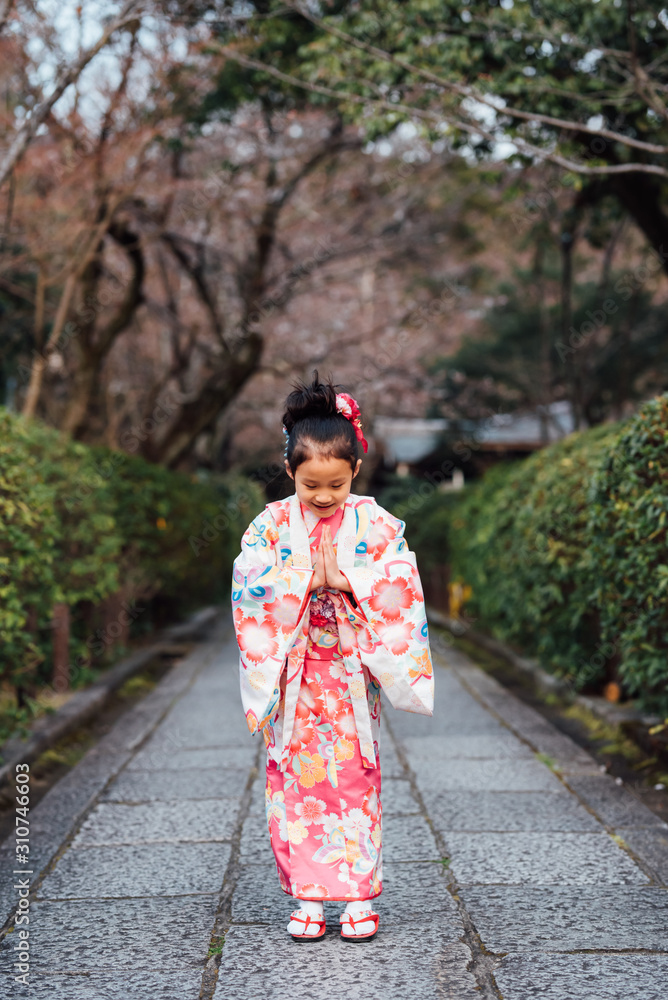 Adorable little girl in kimono,Kyoto Stock Photo | Adobe Stock