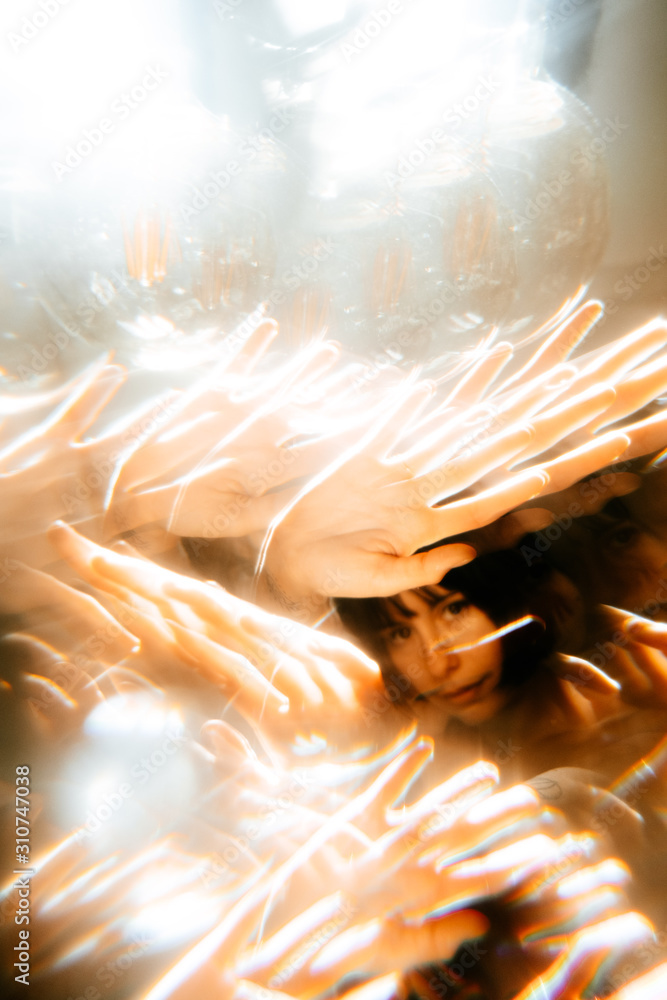 portrait made with prism creating portrait effect in repetition Stock ...