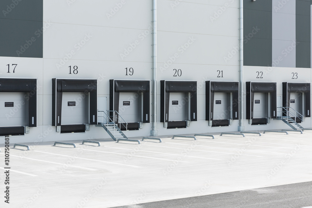 Empty loading dock bays Stock Photo | Adobe Stock