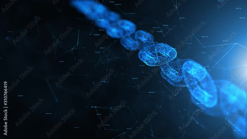 Digital 3d chain rotation in artistic cyberspace network with lines and ...