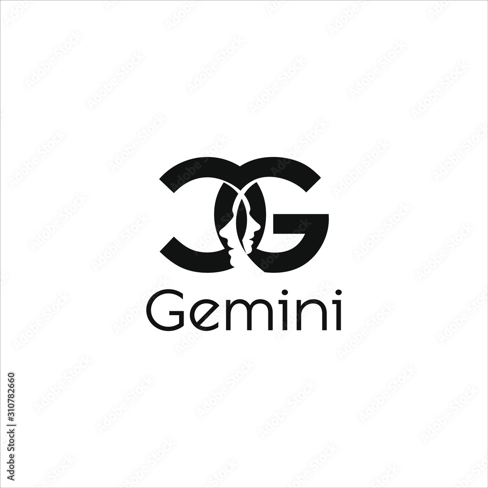 Modern and simple letters C and G with negative face space in black ...