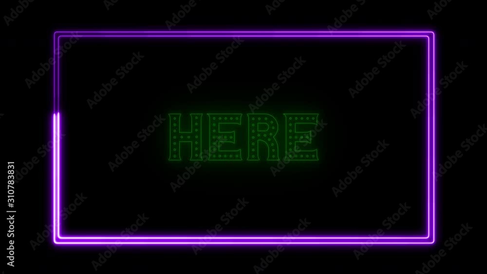 Here neon sign fluorescent light glowing on signboard background. Text ...