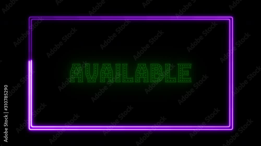 Vidéo Stock Available neon sign fluorescent light glowing on signboard ...