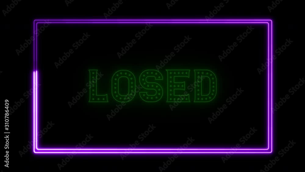 Lose, you lose neon sign fluorescent light glowing on banner background ...