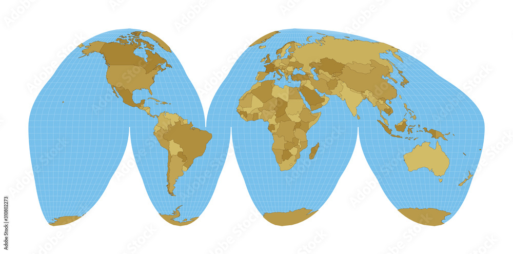 World Map. Goode's interrupted homolosine projection. Map of the world ...