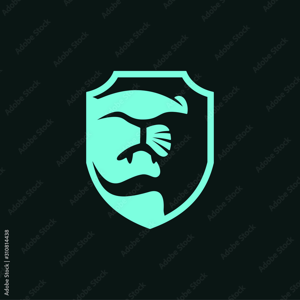 Leopard head logo template with shield symbol for security company in ...