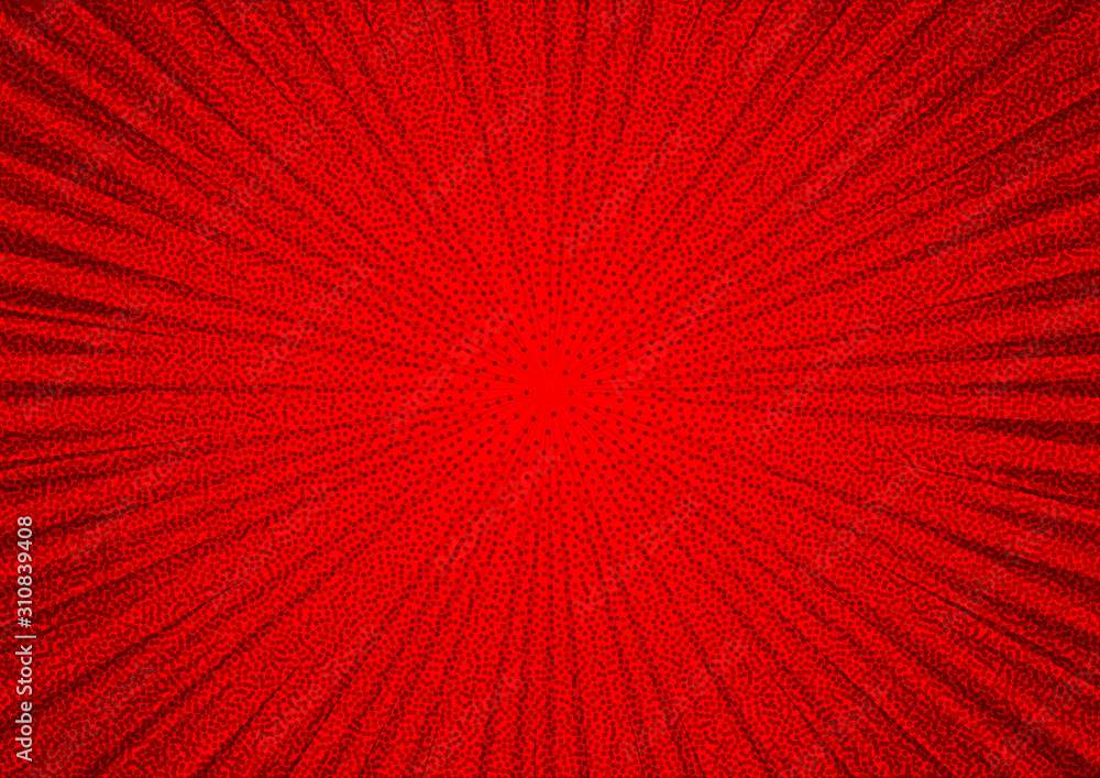 Abstract comic red background for style pop art design. Retro burst ...
