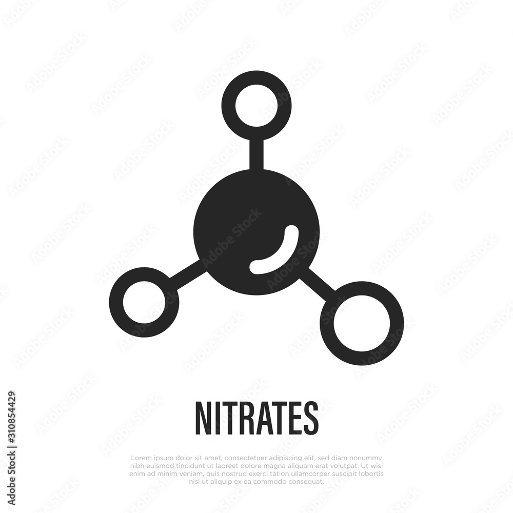 Nitrates thin line icon. Vector illustration for food packaging. Stock ...