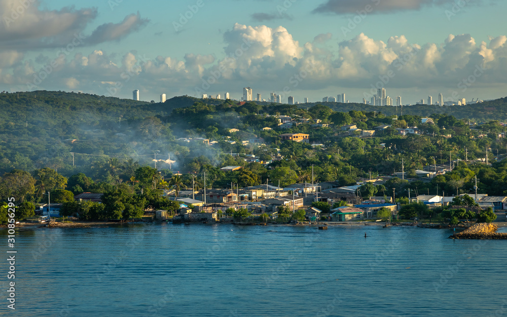 View of the beautiful beaches in the Tierra Bomba Island, located in ...