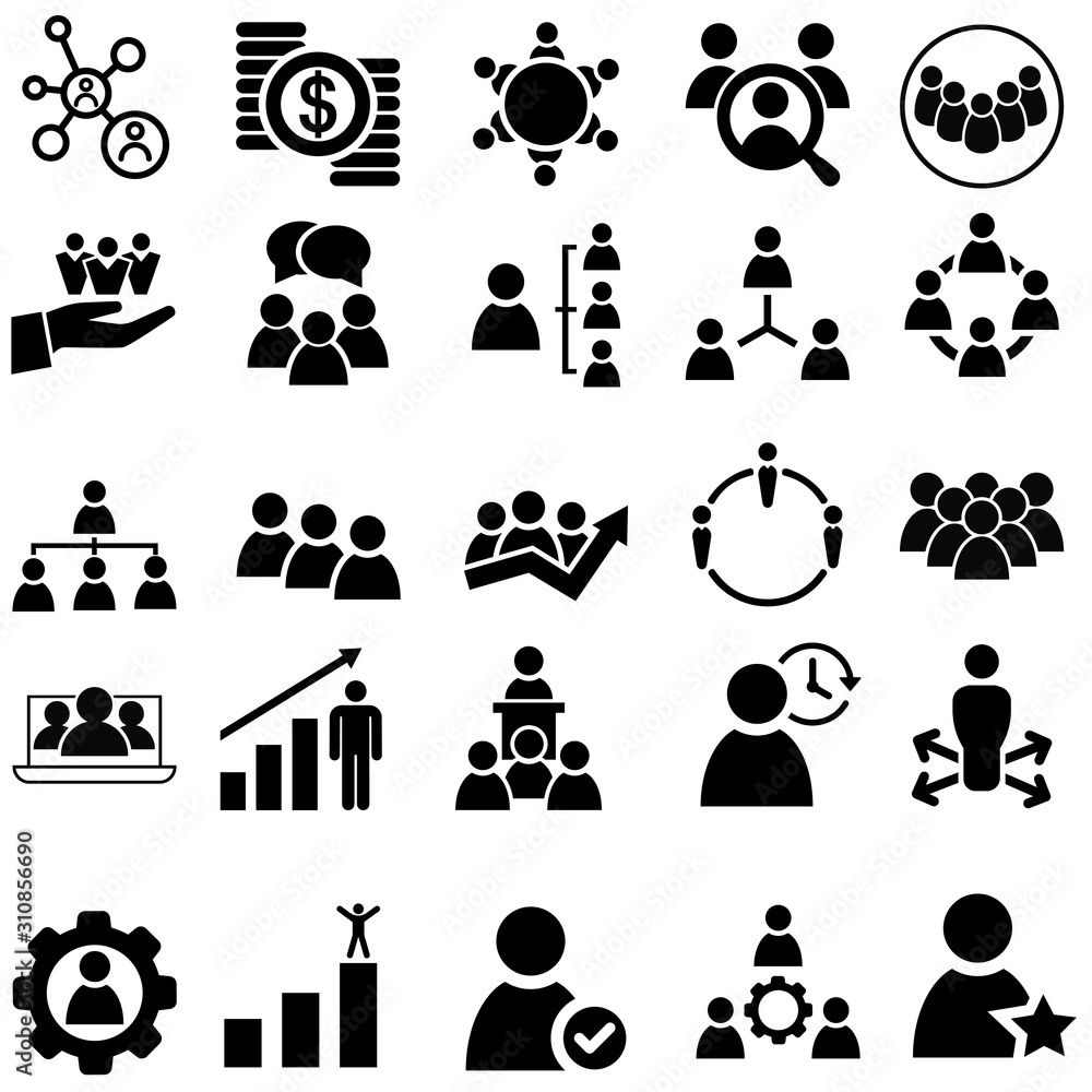 corporate management icon vector set. business people illustration sign ...
