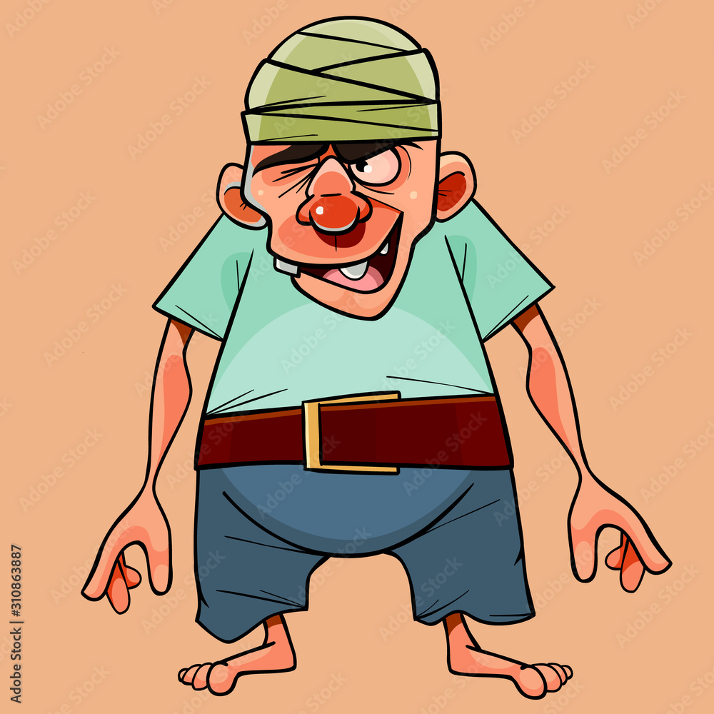 cartoon sly smiling toothless man gangster pirate Stock Vector | Adobe ...