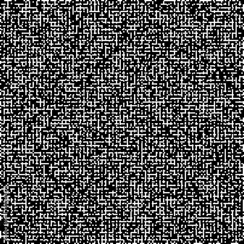 pixel art black and white vector BW background with random chaotic ...
