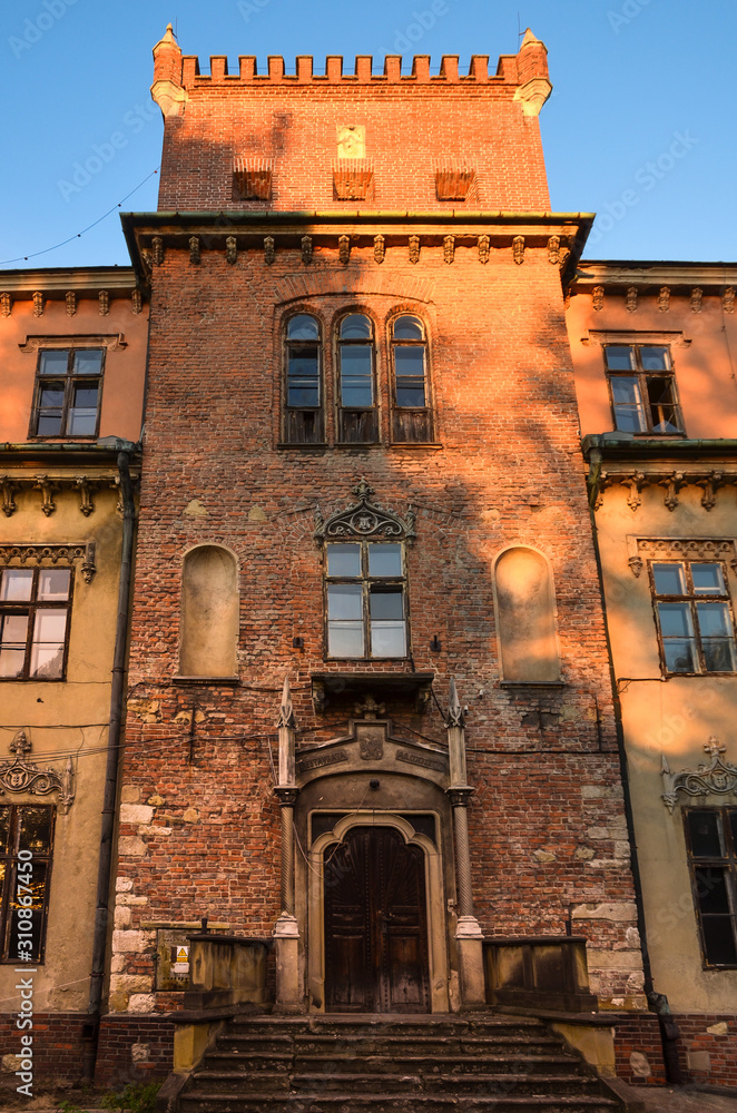Potocki Castle in Zator, Poland. The prince's castle was rebuilt into a ...