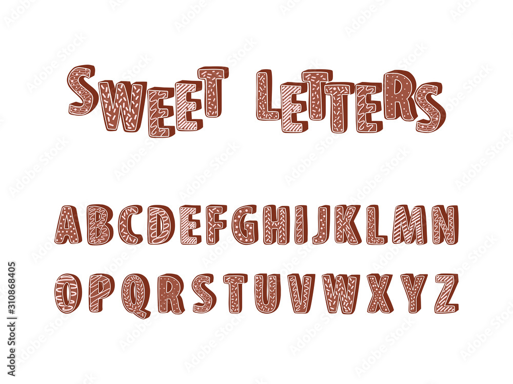 Vector sweet cookie font, alphabet, typeface, letters, typography ...