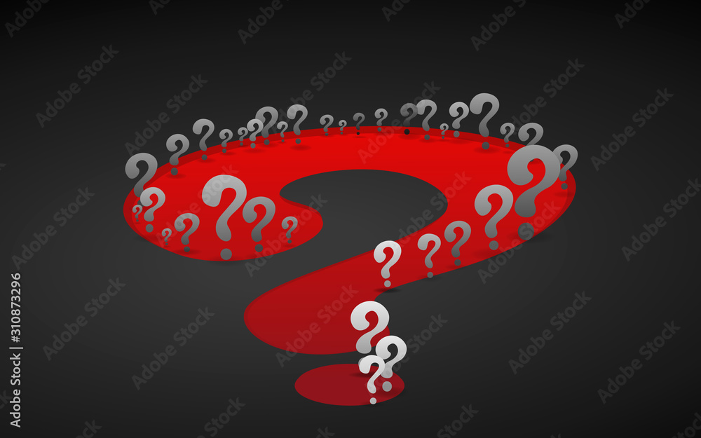 Question signs When word, FAQ help. problem solve realistic vector ...