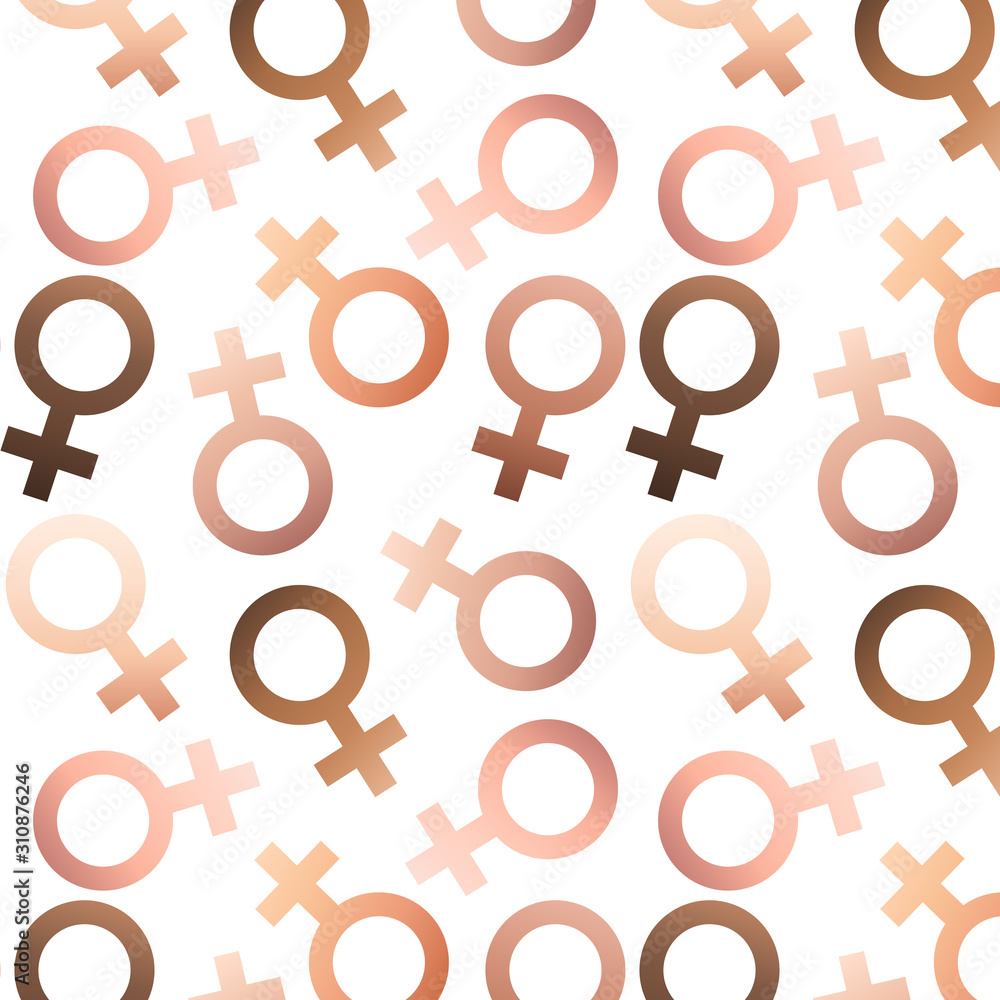 Seamless pattern with different ethnic female symbols. Gender LGBT ...