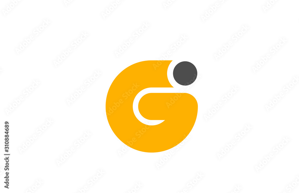 letter G logo alphabet design icon for business yellow grey Stock ...
