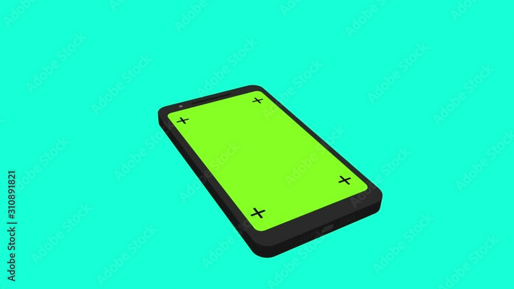 Fake 2D - 3D black phone animation. Mockup. Chroma background and ...